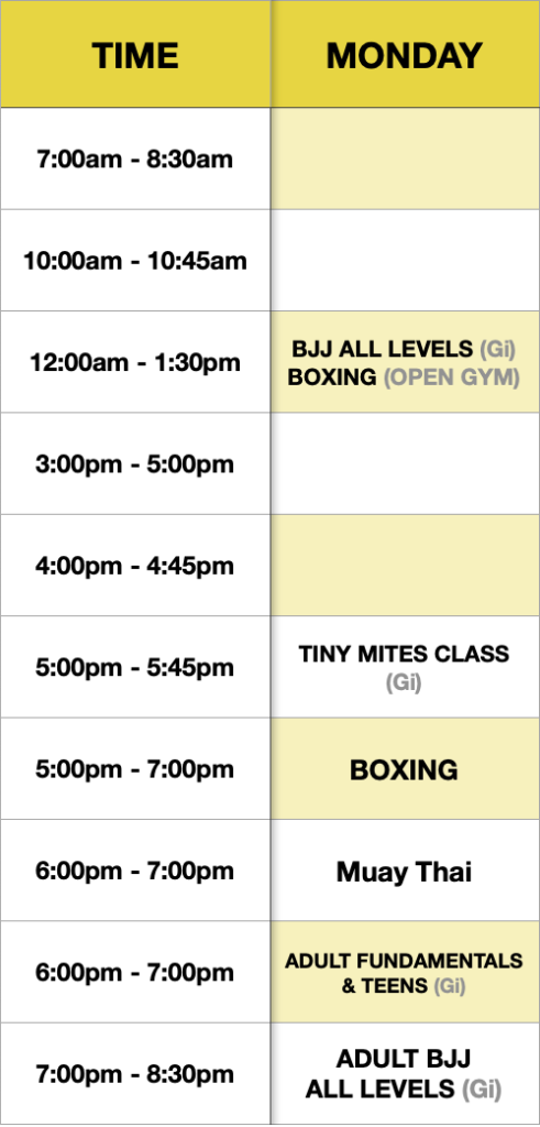 Schedule - Whitehouse MMA